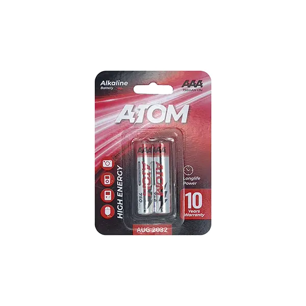 ถ่าน ATOM AAA อัลคาไลน์ 2 ก้อน/แพ็ค - BatteryMan